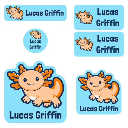 Axolotl Prechool Labels Pack For Kids | Name Bubbles