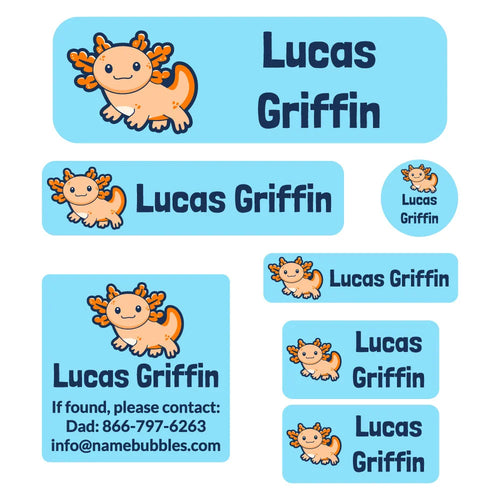 Axolotl School Labels Pack | Name Bubbles