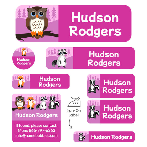 Forest Animals Sleepaway Camp Labels Pack | Name Bubbles