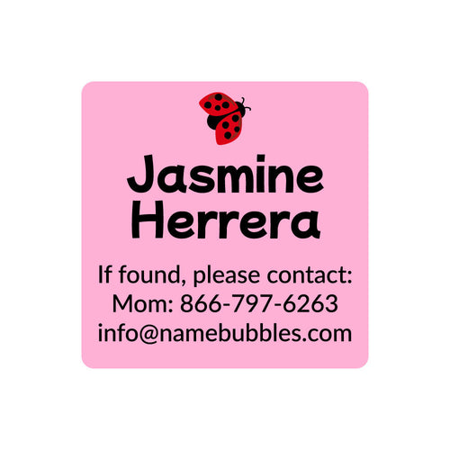 Ladybug Contact Labels For Kids | Name Bubbles