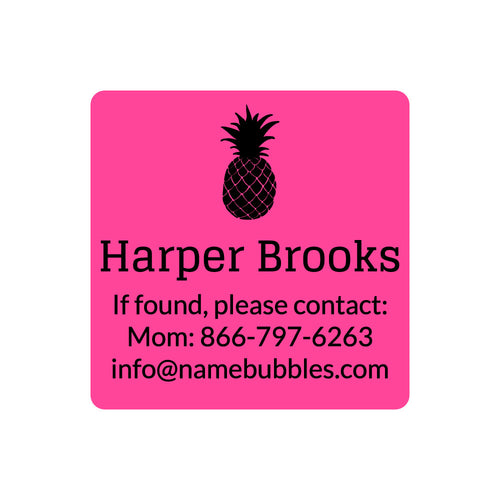 Pineapple Contact Information Labels For Kids | Name Bubbles