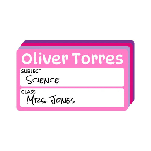 Color Combos Subject Write-On Labels | Name Bubbles