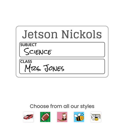 Custom Subject Write-On Labels for Kids | Name Bubbles
