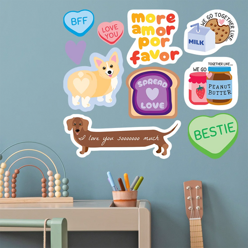 Spread Love Wall Decals for Kids | Removable & Reusable | Name Bubbles