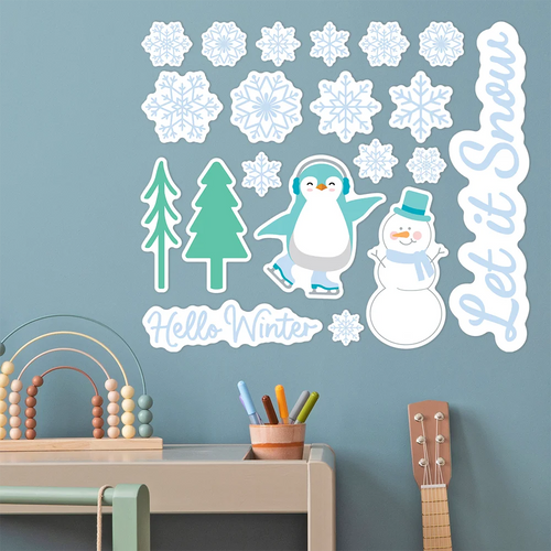 Winter Wall Decals for Kids | Removable & Reusable | Name Bubbles