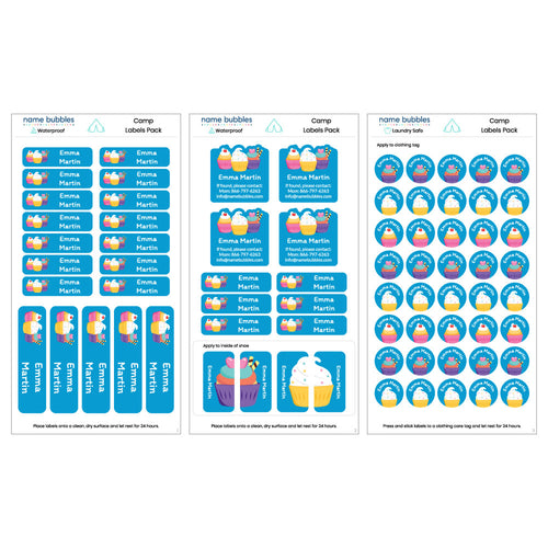 Custom Camp Labels Pack for Kids | Name Bubbles