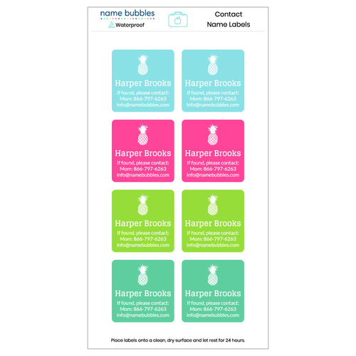 Pineapple Contact Labels - Information Labels | Name Bubbles