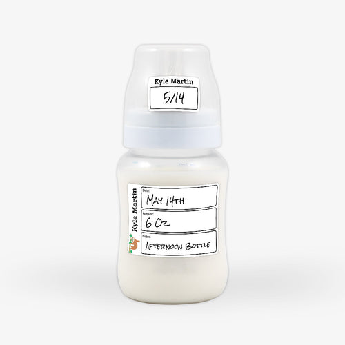 Custom Baby Bottle Date Write-On Labels | Name Bubbles