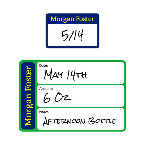 Solid Border Baby Bottle Date Write-On Labels | Name Bubbles