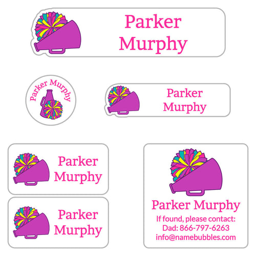Custom Labels: Cheer Labels for Camp | Name Bubbles