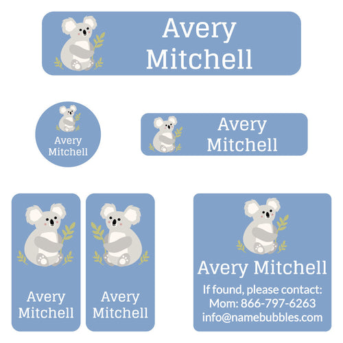 Custom Camp Labels: Koala Labels for Camp | Name Bubbles
