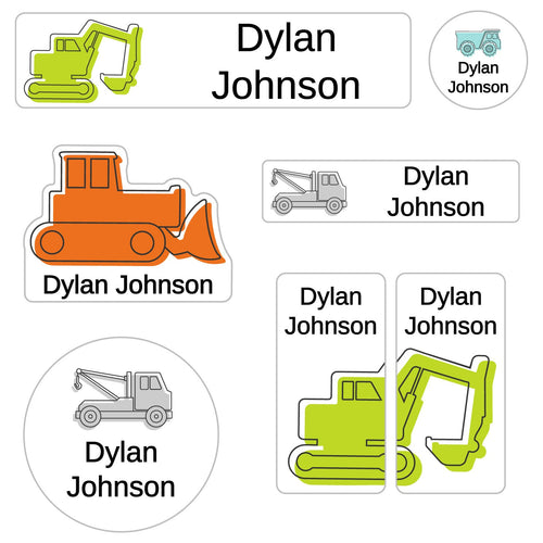 Name Labels For Daycare: Truck Daycare Labels | Name Bubbles