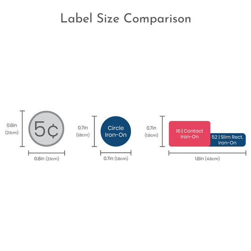 Custom Slim Rectangle Iron-On Clothing Labels | Name Bubbles