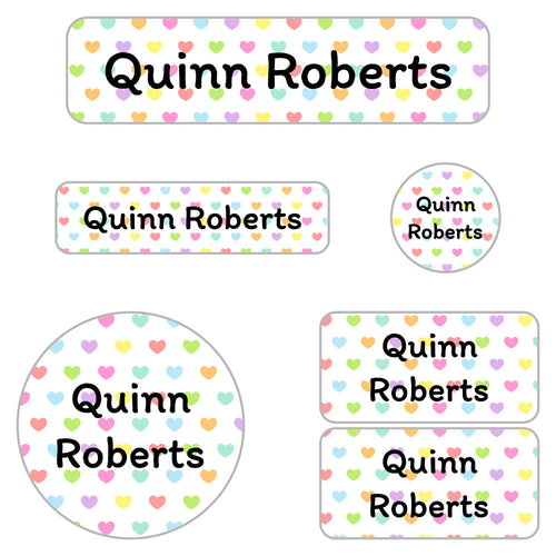 Kindergarten Labels: Hearts Labels For School | Name Bubbles
