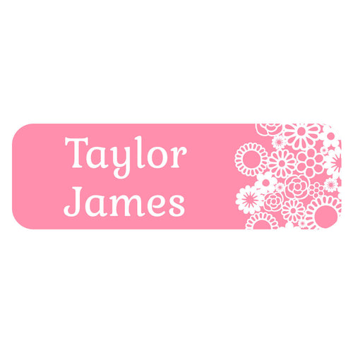 Flower Power Large Rectangle Name Labels | Name Bubbles