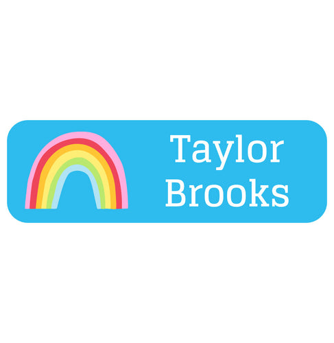 Rainbows Large Rectangle Name Labels | Name Bubbles