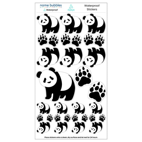 Panda Waterproof Stickers For Kids | Name Bubbles