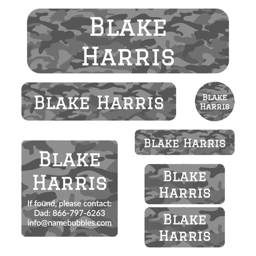 Camo School Labels Pack | Name Bubbles