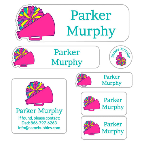 School Supply Labels: Cheer School Labels Pack | Name Bubbles