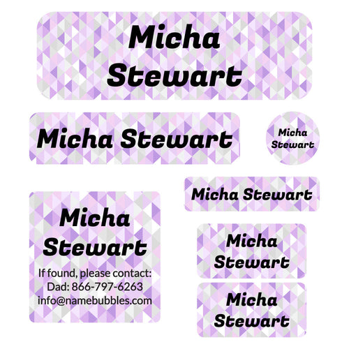 School Supply Labels: Crystal Prism Name Labels | Name Bubbles