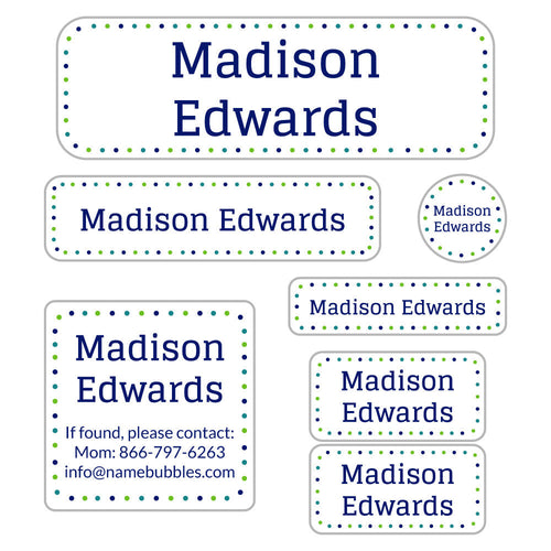 Dots School Labels Pack | Name Bubbles
