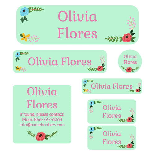 Floral School Labels Pack | Name Bubbles