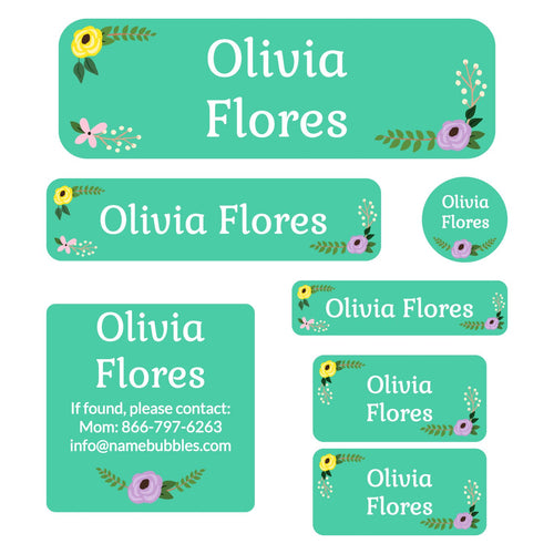 Floral School Labels Pack | Name Bubbles