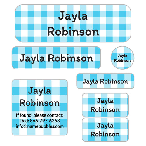 School Supply Labels: Gingham School Labels Pack | Name Bubbles