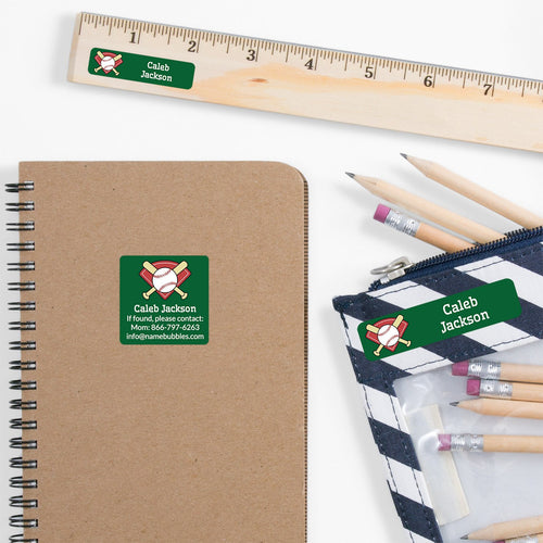 Baseball School Labels Pack | Name Bubbles