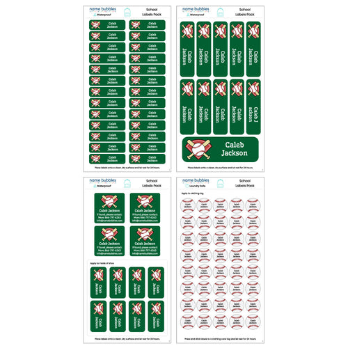 Baseball School Labels Pack | Name Bubbles