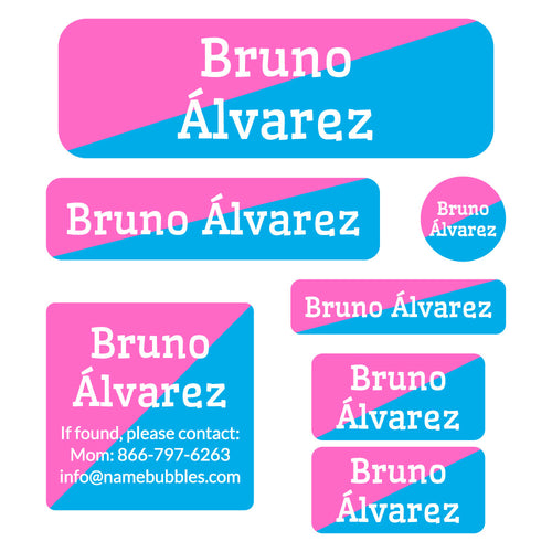 School Supply Labels: Two-tone Labels Pack | Name Bubbles