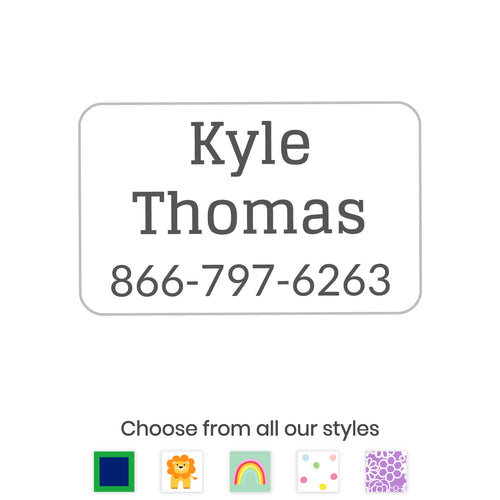 Custom Rectangle Iron-On Clothing Labels | Name Bubbles