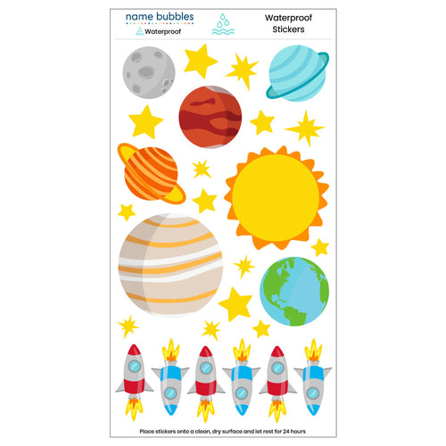 Space Waterproof Stickers | Name Bubbles