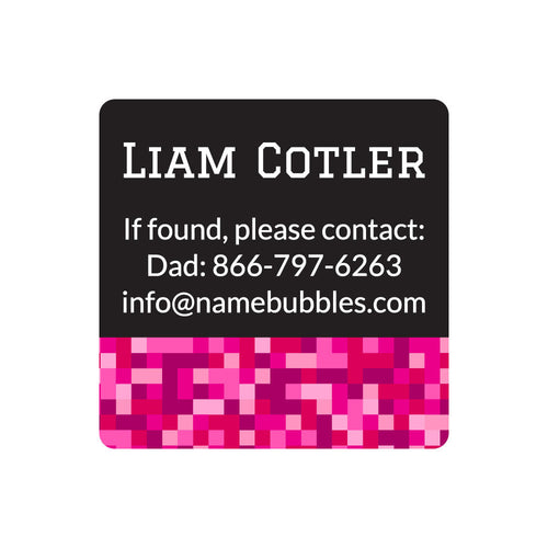 Pixels Contact Labels: 3 Point Contact Sticker | Name Bubbles
