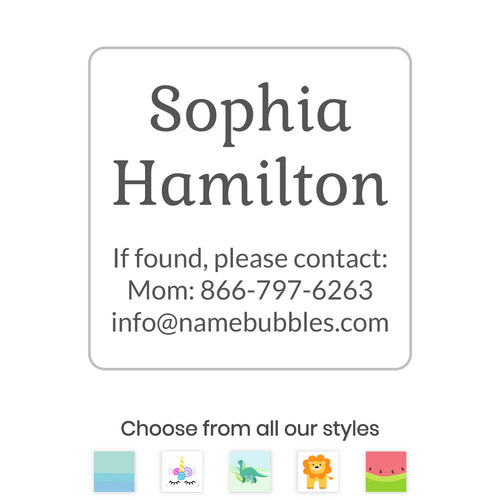 Custom Contact Labels For Kids | Name Bubbles