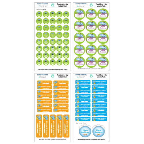 Twaddlers + Up Labels Pack | Name Bubbles